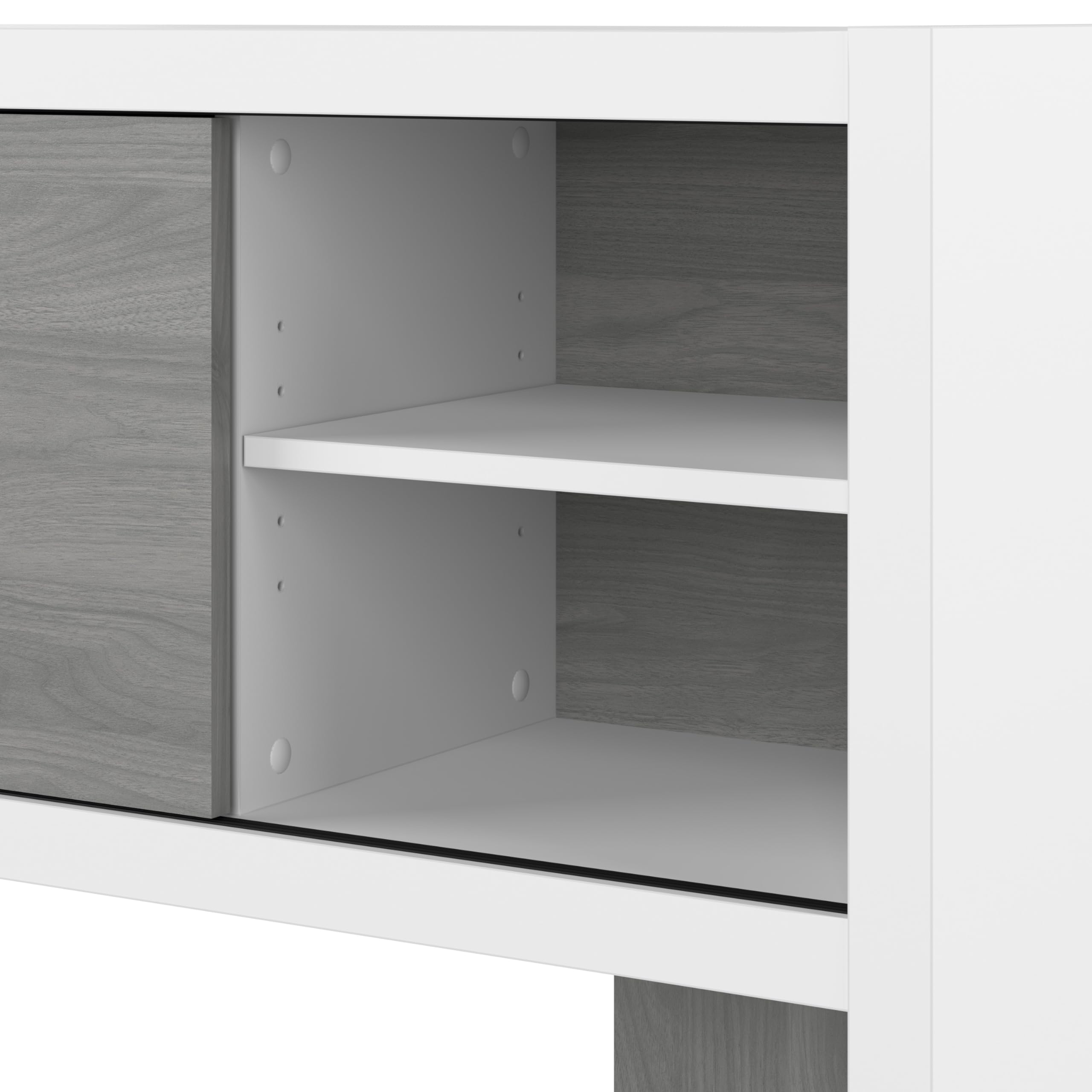 Bush Business Furniture Echo L Shaped Computer Desk with Hutch, 72W, Pure White and Shiplap Gray
