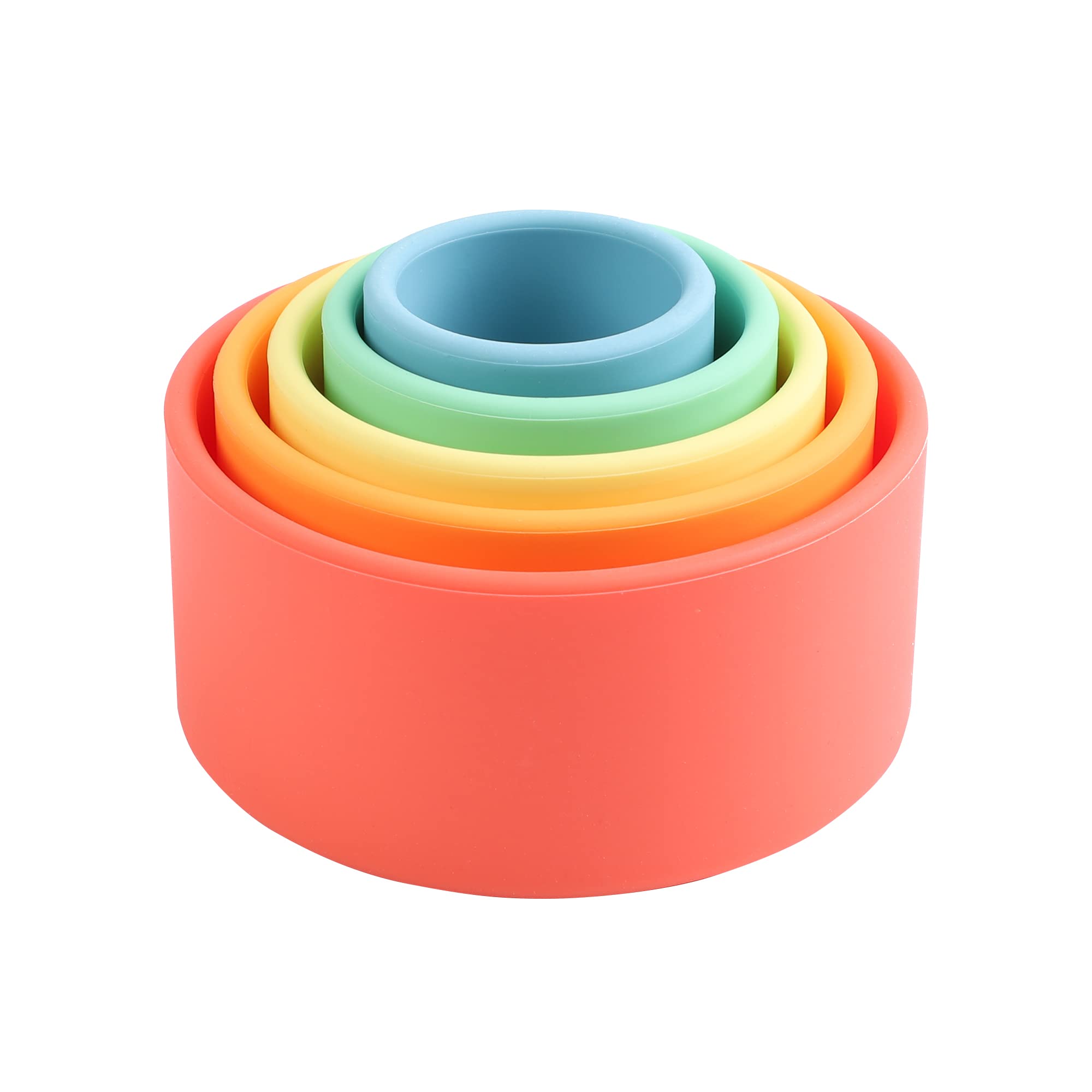 BLUE GINKGO Silicone Stacking Cups β Nesting & Sensory Stacking Toy for Toddlers | Open-Ended Montessori Toy with 5 Cups (Matte Colors)