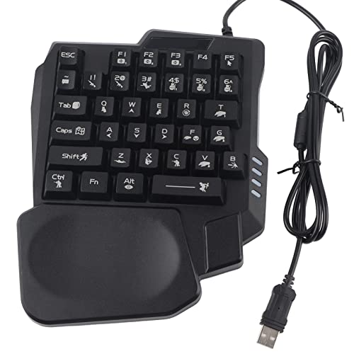 35 Keys One Handed Gaming Keyboard, Waterproof Single Handed Mechanical Keyboard with Wide Palm Rest, K13 Gaming Keypad for Computer, Mobile Phone