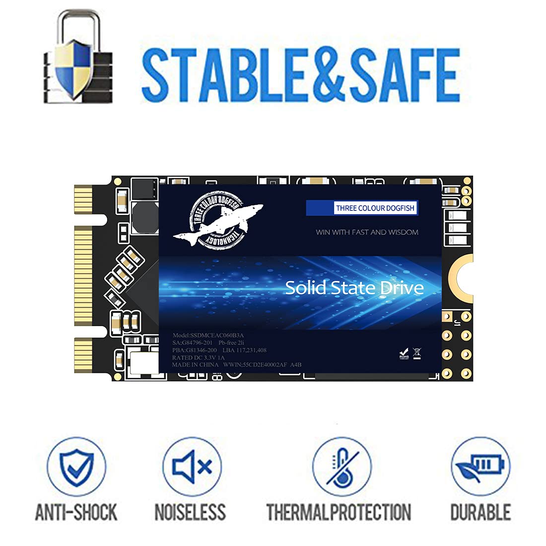 SSD 1 TB m.2 2242 Dogfish S?ido Height PC Unit?a Stato Solido Integrata Interno MLC Desktop Laptop Hard Drive Disk m2(1TB M.2 2242)
