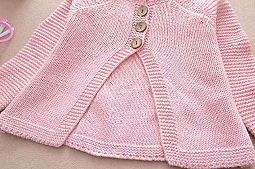 Willow Dance Toddler Baby Girls Autumn Winter Clothes Button Knitted Sweater Cardigan Cloak Warm Thick Coat (Pink, 6-7 Years)