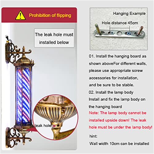 35.4" Barber Pole LED Light, Vintage Wall Hanging Classic Style Hair Salon Barber Shop Open Sign Waterproof Save Energy Traditional Barber Pole,A