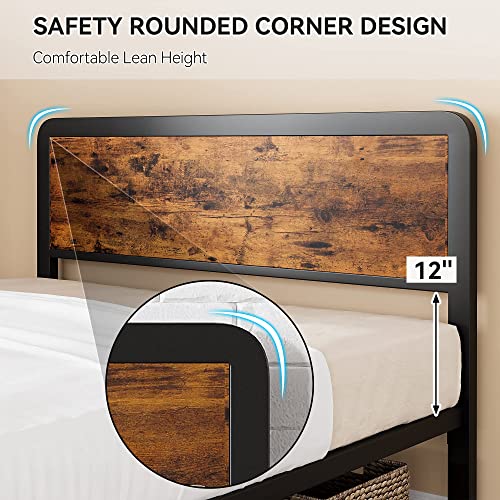 Alkmaar Full Bed Frame with Headboard, Platform Bed Frame with Safe Rounded Corners & Strong Metal Slats Support, Mattress Foundation, Noise-Free, No Box Spring Needed