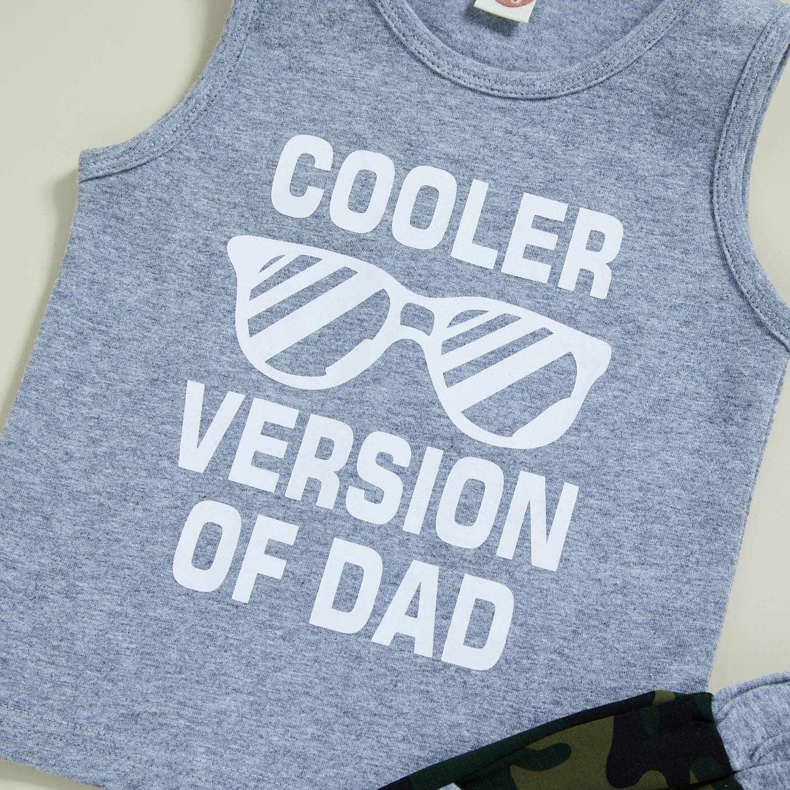 Sinhoon Baby Boy Shorts Clothes Toddler Cooler Version of Dad Print Vest Tops Camouflage Pants Summer Outfit 2Pcs Set(Gray,18-24 Months)