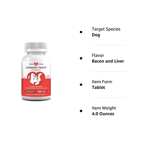 Cranberry for Dogs - 120 Chewable Tablets - Urinary Tract Support, Bladder Support for Dogs, Dog UTI, Bladder Stones, Dog Incontinence Support, Cranberry Supplement for Dogs