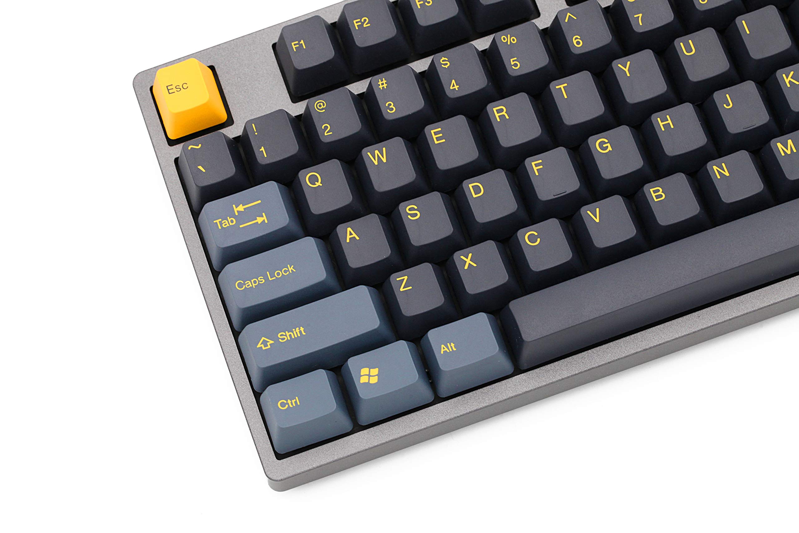 KPREPUBLIC taihao abs Double Shot keycaps Midnight for DIY Gaming Mechanical Keyboard Color of Black Yellow 104 ansi (Taihao Mid Night Set)