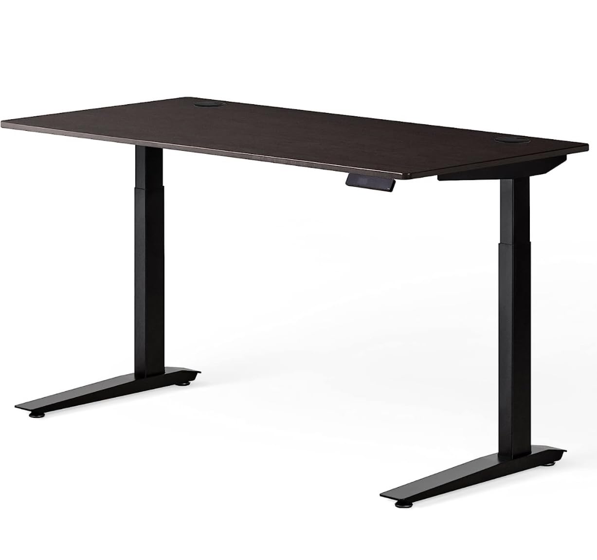 Fully Jarvis Standing Desk 60" x 27" Dark Bamboo Top - Electric Adjustable Desk Height from 30" to 49" with Memory Preset Controller (Rectangle, Black Frame)