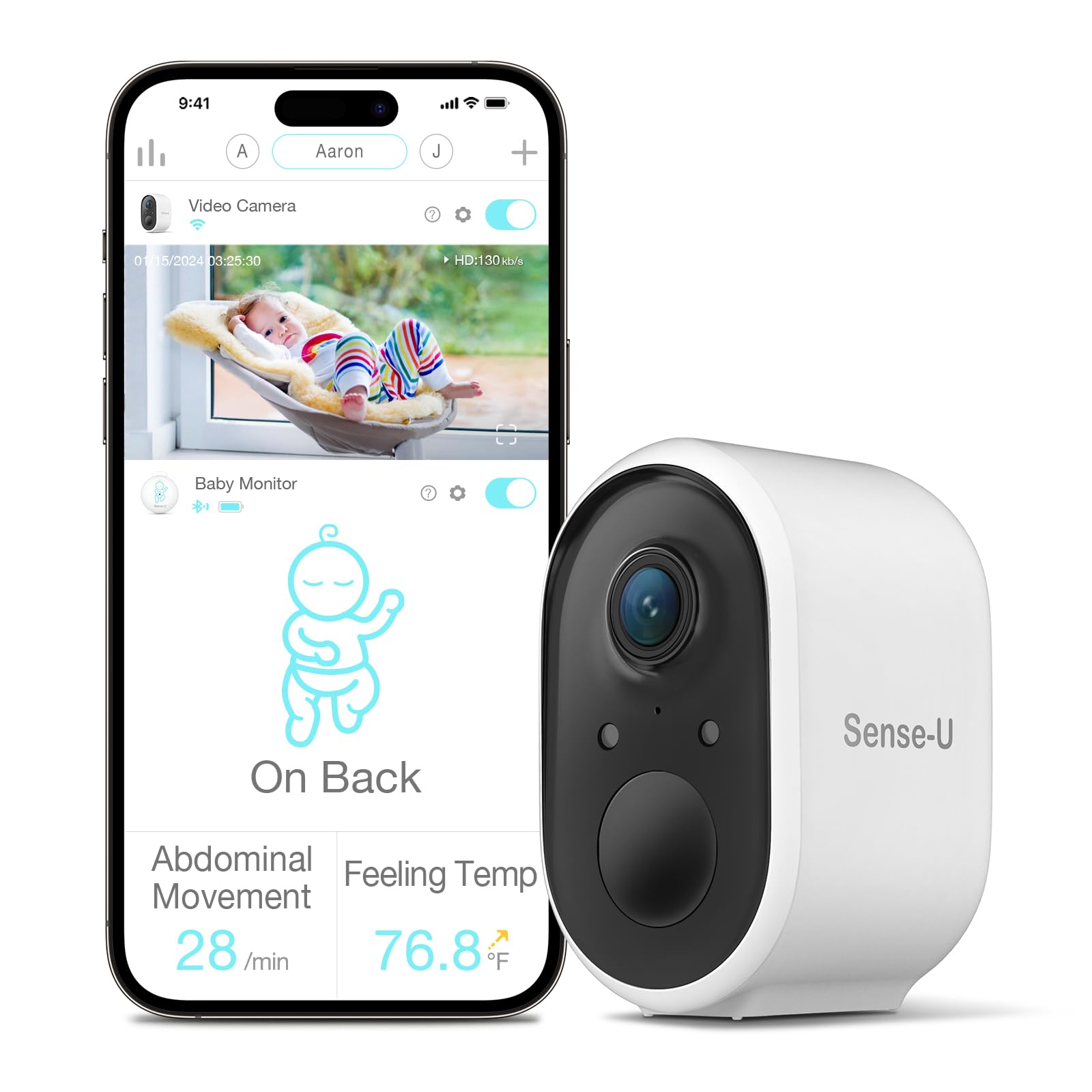 Sense-U Outdoor Wireless Security Camera, for Outdoor & Indoor Use with 1080P HD/Rechargeable Battery/Night Vision/PIR Motion Detection / 2-Way Talk/Waterproof/No Monthly Fee