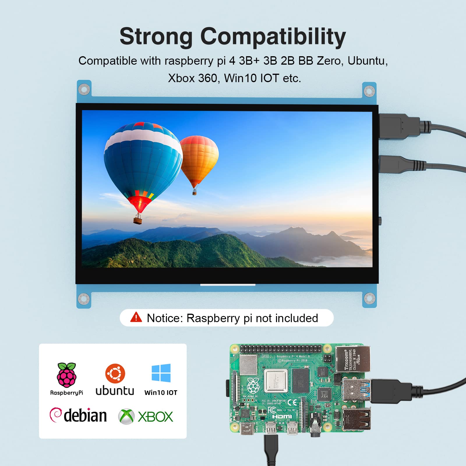 APROTII 12 inch HDMI Monitor, 1024x768 HD Display, HDMI/BNC/AV/VGA/USB Input Audio Video Display with BNC Cable Bulid in Speaker and VESA Hole for PC Raspberry Pi Use Built-in Speaker
