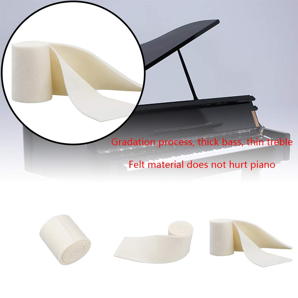 CALIDAKA Piano Muffler Piano Mute Rail Felt Strip Piano Muffler Felt Tapered Durable Soft Non-Fading for to Gradient Process, Thick Bass, High Pitch Thin, Sound Weakening