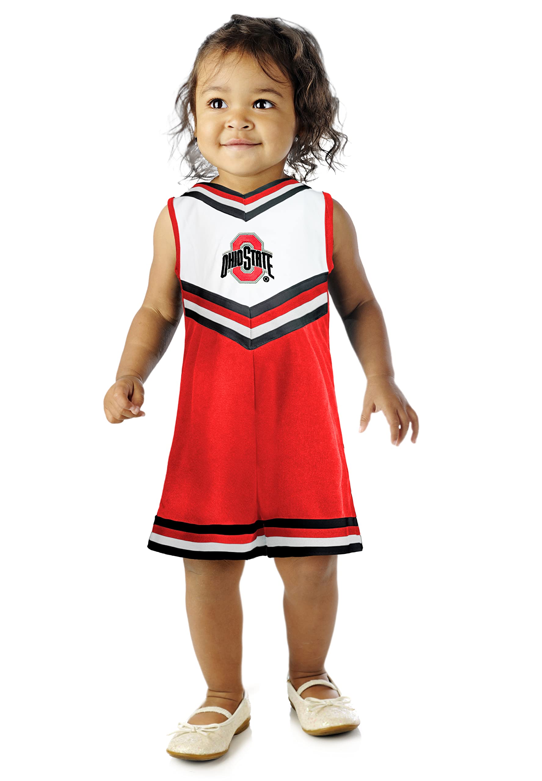 Little King NCAA Toddler/Youth Girls Team Cheer Jumper Dress-Ohio State-4T