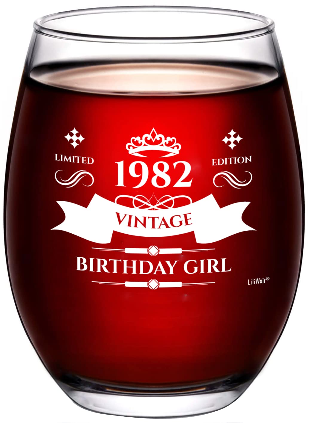 42nd Birthday Gifts for Women 1982 - Wine Glass, Best Friend Birthday Gifts for Woman Happy Birthday Gift for Women Turning 42 Years Old, 42nd Birthday Gift Ideas for Woman, Funny Birthday Presents