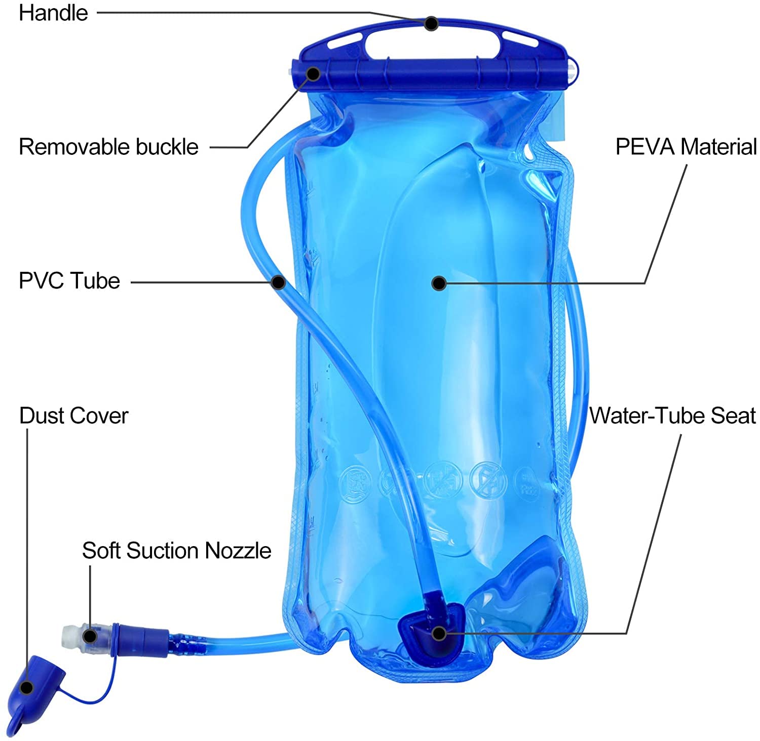 AFISHTOUR Hydration Bladder, 3L Water Bladder for Hydration Pack, 100oz Leakproof Hydration Pack Water Bladder, Hiking Hydration Bladder for Backpacks