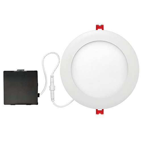 Globe Electric 90933 6" Ultra Slim LED Integrated Recessed Lighting Kit, 12 Watts, Energy Star, IC Rated, Dimmable, Wet Rated, White Finish, 6.31" Hole Size, LED Recessed Lighting, Bathroom Lights