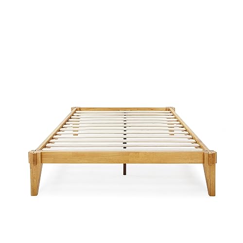 Bme Chalipa 14” Full Size Bed Frame - Wood Platform Bed - Wood Slat Support - No Box Spring Needed - Easy Assembly - Minimalist & Modern Style, Natural