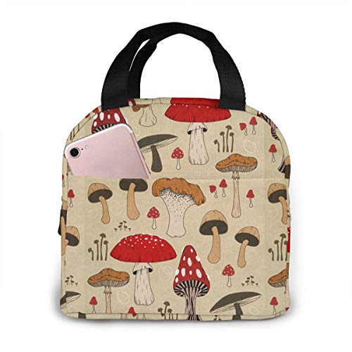 The Various Mushroom Art Lunch Bag For Women Girls Kids Insulated Picnic Pouch Thermal Cooler Tote Bento Large Meal Prep Cute Bag Big Leakproof Soft Bags For Lunch Box, Camping, Travel, Fishing