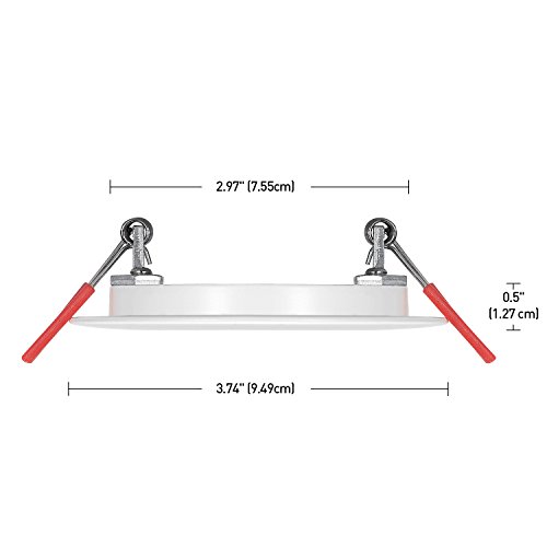 Globe Electric 91125 3" Ultra Slim LED Integrated Recessed Lighting Kit 4-Pack, 6 Watts, Energy Star, IC Rated, Dimmable, Wet Rated, White Finish, 3.25" Hole Size, Bathroom Lights, Outdoor Lighting