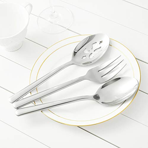 Serving Spoon x 2,Slotted Serving Spoon x 2,Serving Forks x 2,RTT 9 Inch Stainless Steel Catering Serving Utensils for Party Buffet Dinner Banquet Cooking Kitchen Basics,Mirror Finish Flatware