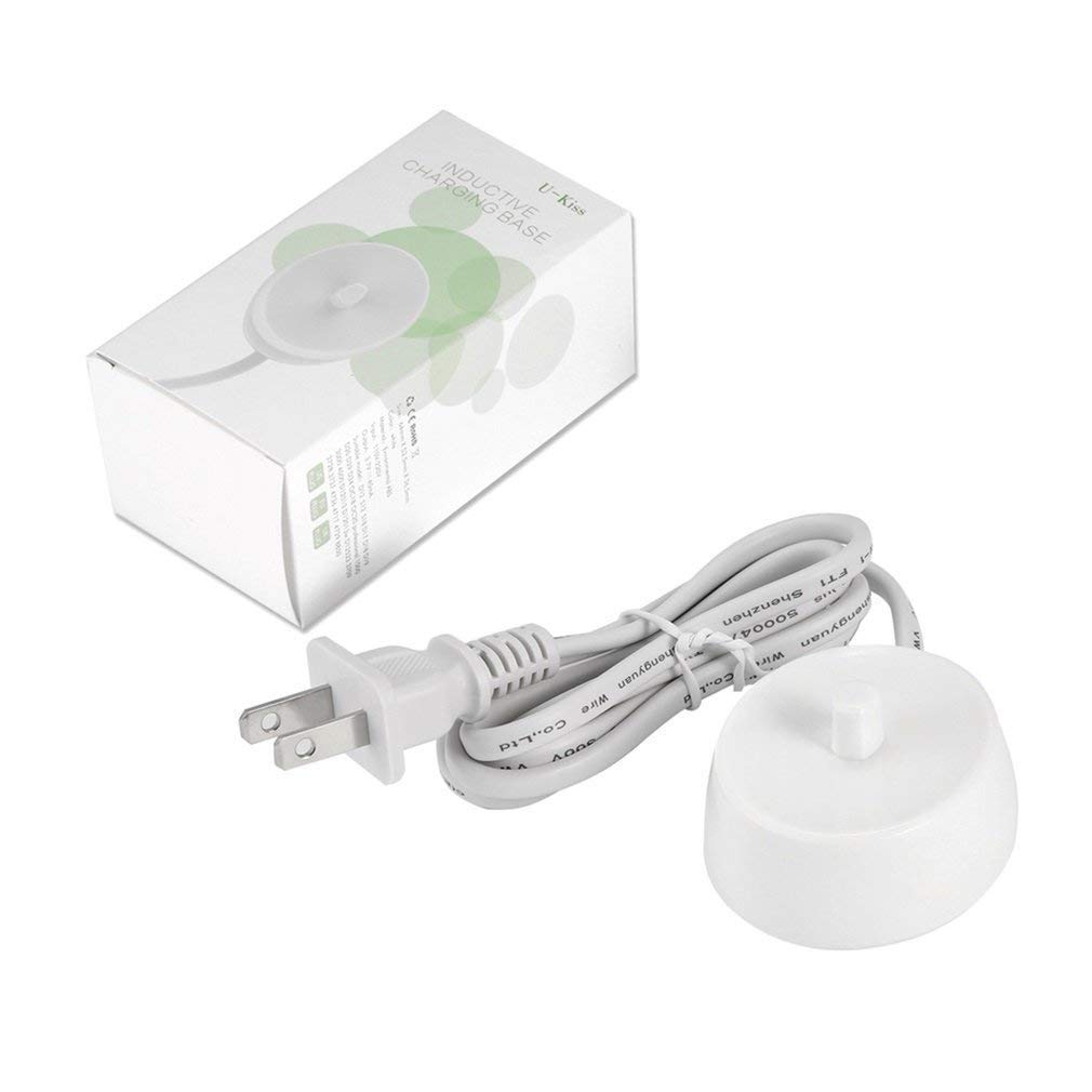 Electric Toothbrush Charger Base, Toothbrush Replacement Charger for Model 3757, Portable Travel Inductive Charger with ABS Cable, Model 3709, 3756, AC Powered, White (110-220V)