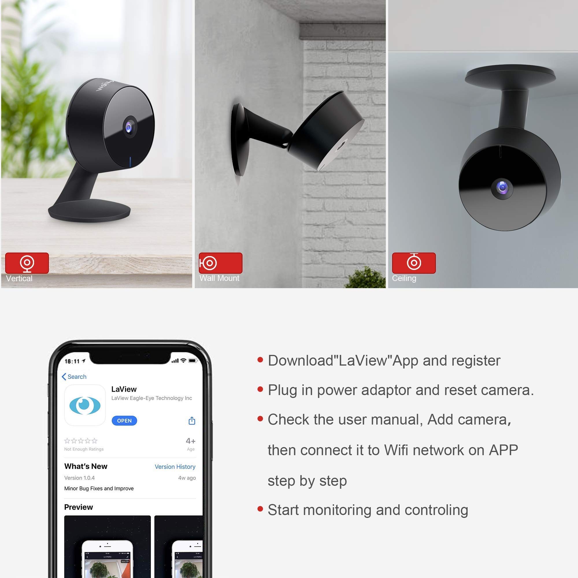 Laview Security Camera Outdoor 1080P HD,WiFi Cameras Waterproof,Home Security Cameras with AI Human Detection,Two-Way Audio,Night Vision,Compatible with Alexa,SD Slot&USA Cloud Storage(2 Pack)