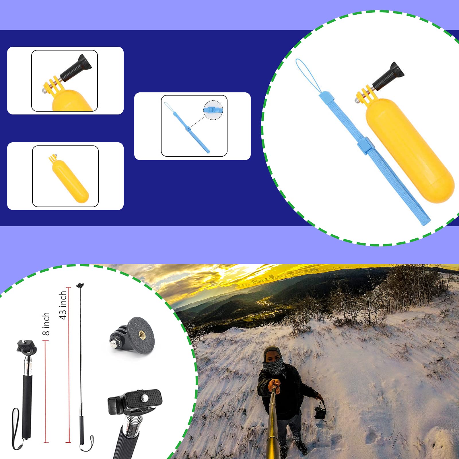 44 in 1 Action Camera Accessory Combo Kit -Compatible with Insta360 One X3,X2,One R, X,for Gopro Here 10,11