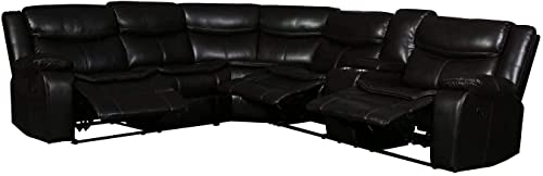 Blackjack Furniture Marsden Modern Leather Air Reclining Living Room Sectional, Brown