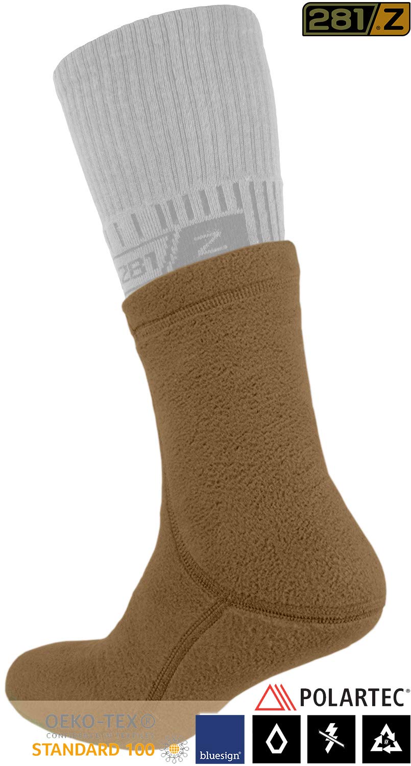 281Z Hiking Warm 6 inch Boot Liner Socks - Military Tactical Outdoor Sport - Polartec Fleece Winter Socks (Medium, Coyote Brown)