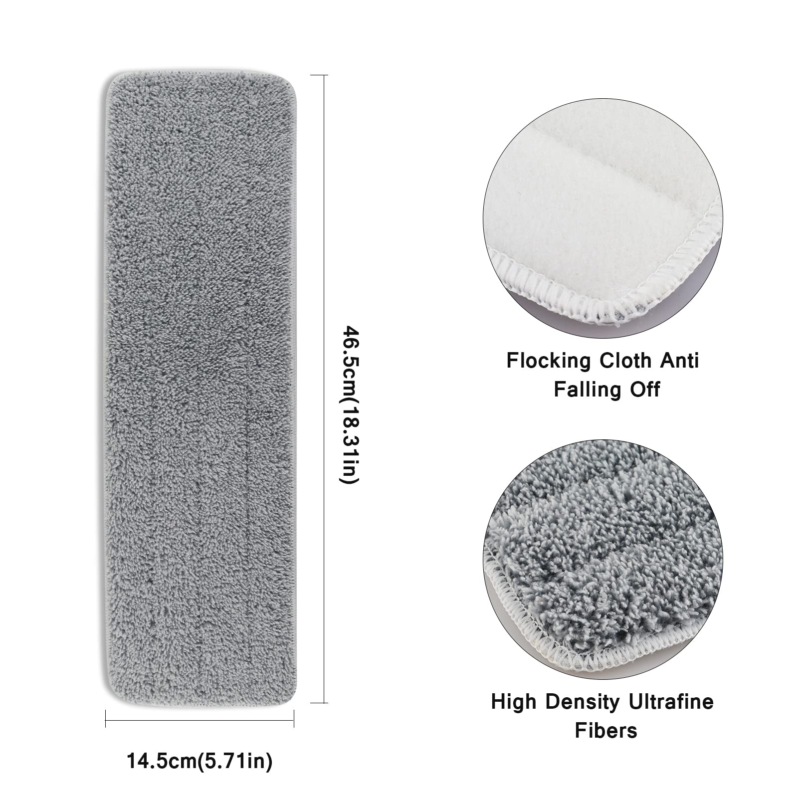 Microfiber Replacement Mop Pad:18 Inches Mop Pad for Rubbermaid Commercial Mop Head - Use Wet & Dry Home & Commercial Cleaning Refills - Reusable Floor Mop Pads