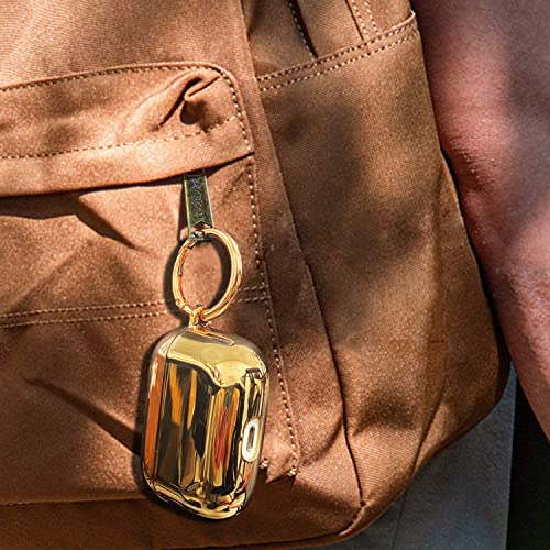 AirPods Pro Case Cover with Keychain,Mirror Plating Silicone Cover Airpods Pro Accessories with Key,for Women Men with Apple 2019 Latest AirPods Pro Case (Plating Gold)