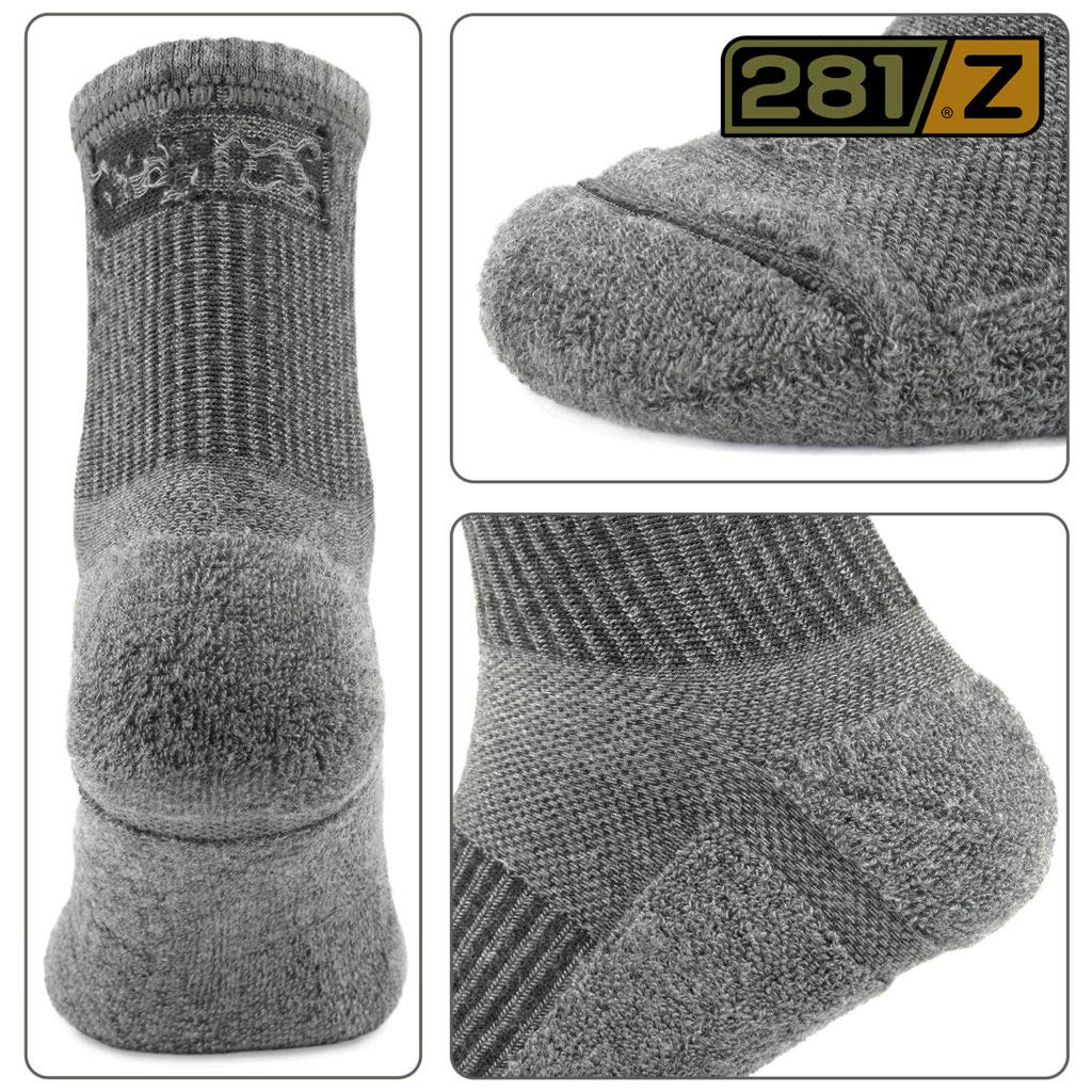 281Z Military Cotton Micro Crew Boot Socks - Cushioned Sole - Moisture Wicking - Odor Resistant - Hiking Trekking Outdoor (Dark Grey Small 4 Pairs Pack)