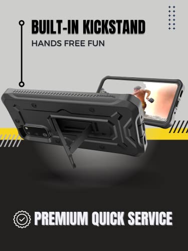ArmadilloTek Vanguard Case Compatible with Samsung Galaxy S20 (6.2 inches) Military Grade Full-Body Rugged with Built-in Kickstand [Screenless Version] - Black