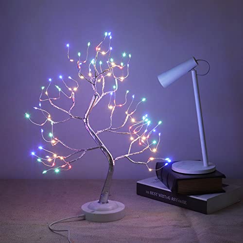 FUCHSUN Led Bonsai Tree with 8 Modes 20 Inches Fairy Light Spirit Tree with Automatic 6 Hours Timer Function Battery or USB Powered Spring Wedding Table Centerpiece Decoration (Multicolored)