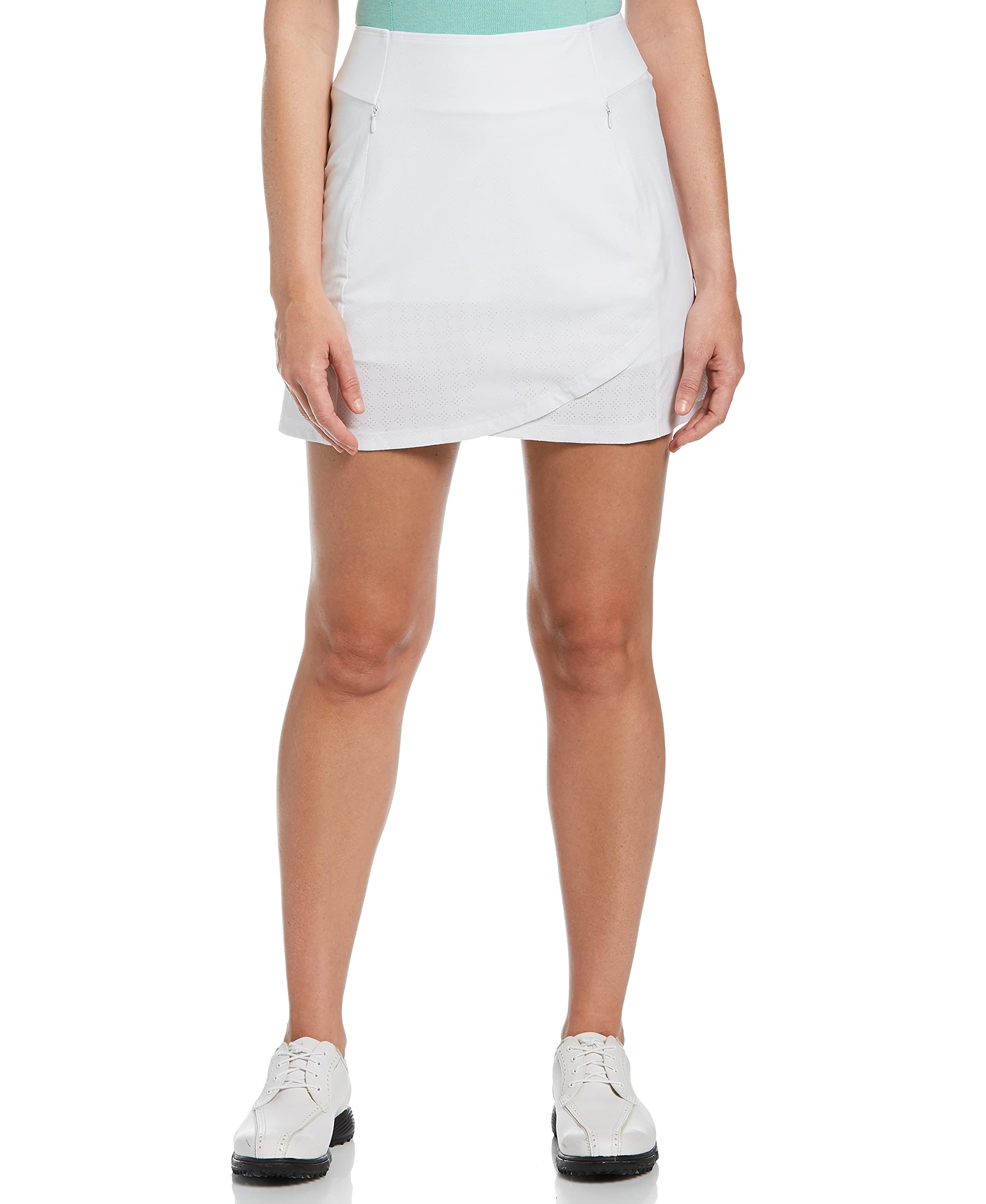 Callaway 17" Skort Heather Perforated W/Front Curved Hem, Brilliant White, Small