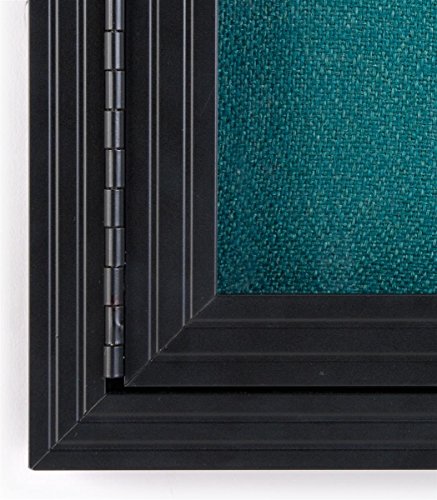 5' x 3' Enclosed Teal Fabric Bulletin Board with 2 Locking Doors, 60" x 36" Tack Board for Wall Mount, Indoor Use Only - Aluminum Frame with Semi-Gloss Black Finish (FBSW53BKTL)
