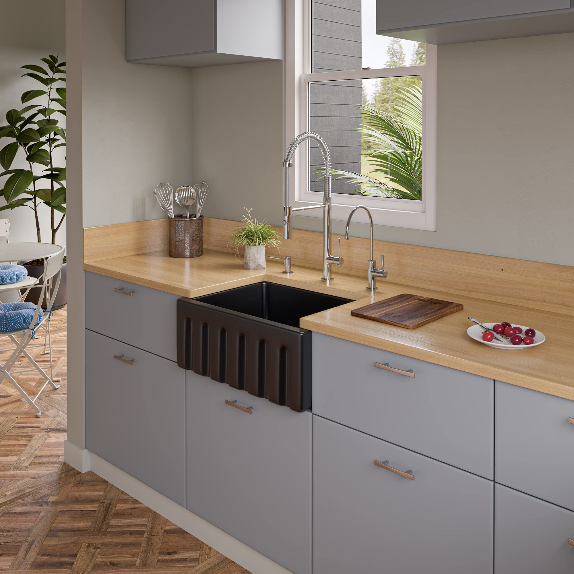ALFI brand AB2418HS-BG Kitchen Sink, Black Gloss
