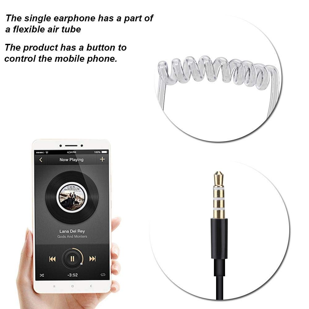 Yoidesu Universal 3.5mm Acoustic Hollow Earbuds Headphones with Microphone,Anti-Radiation in-Ear Single Earbud,Wired Cell Phone Earpiece (Black)