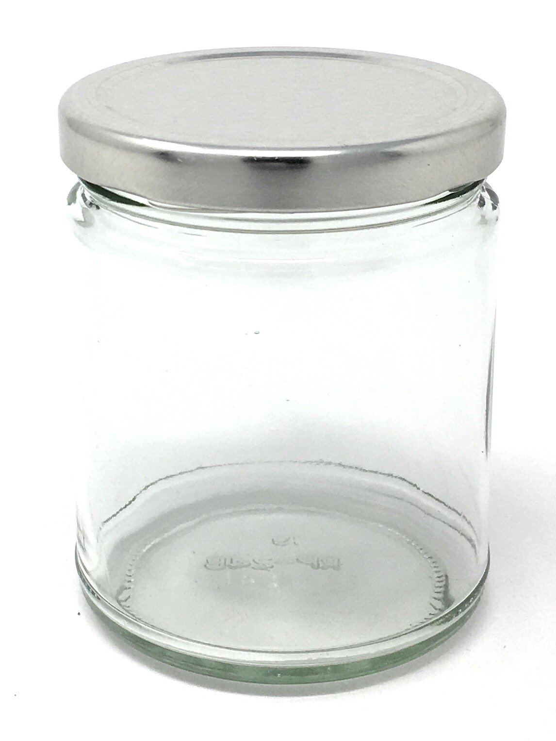 9 oz Straight Sided Glass Jar with Metal Silver Lid 12-Pack by Richards Packaging