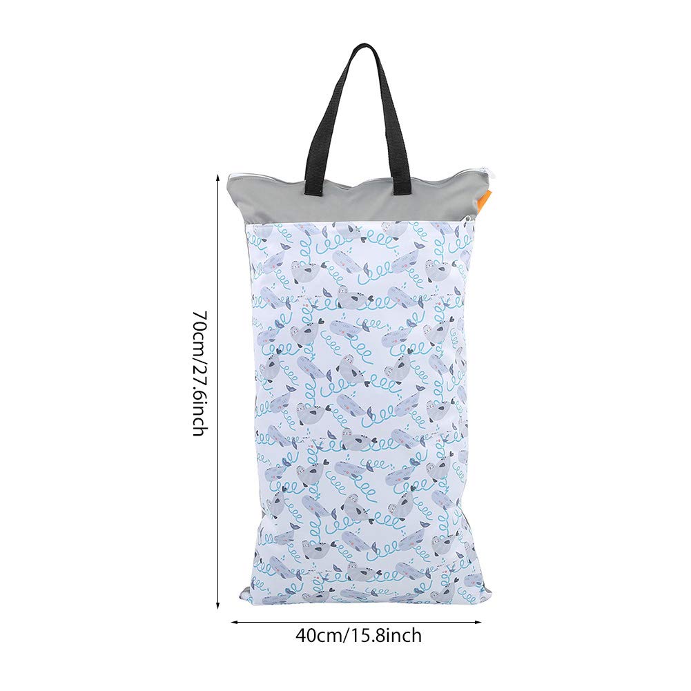Zerodis Wet Dry Cloth Diaper Bags, Double Zippers and Double Pockets Large Hanging Reusable Wet Pail Bag for Beach Pool Gym Wet Dirty Clothes