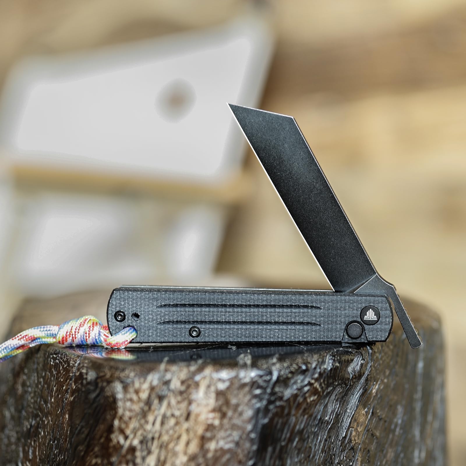 TRIVISA Camping Pocket Knife，Japanese Style Folding Hunting Knives for Men,Stone Wash 3.2in 10Cr15CoMoV Blade Green Micarta Handle EDC Box Cutter Deep Carry Clip,Hydra-04G