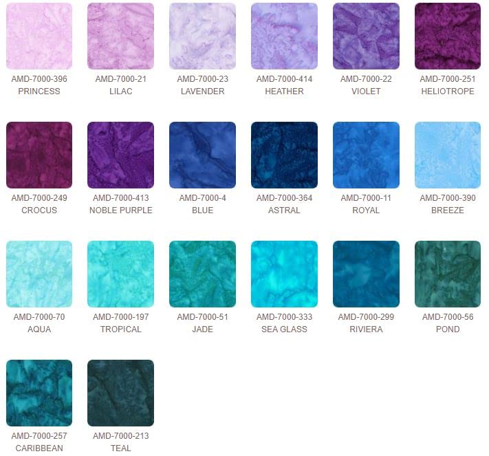 5" Charm Pack - Artisan Batiks Prisma Dyes Royalty Colorstory by Lunn Studios for Robert Kaufman Purples Blues Teals Squares Fabric Bundle Quilter's Cotton Fabric Precuts (CHS-806-42) M532.32