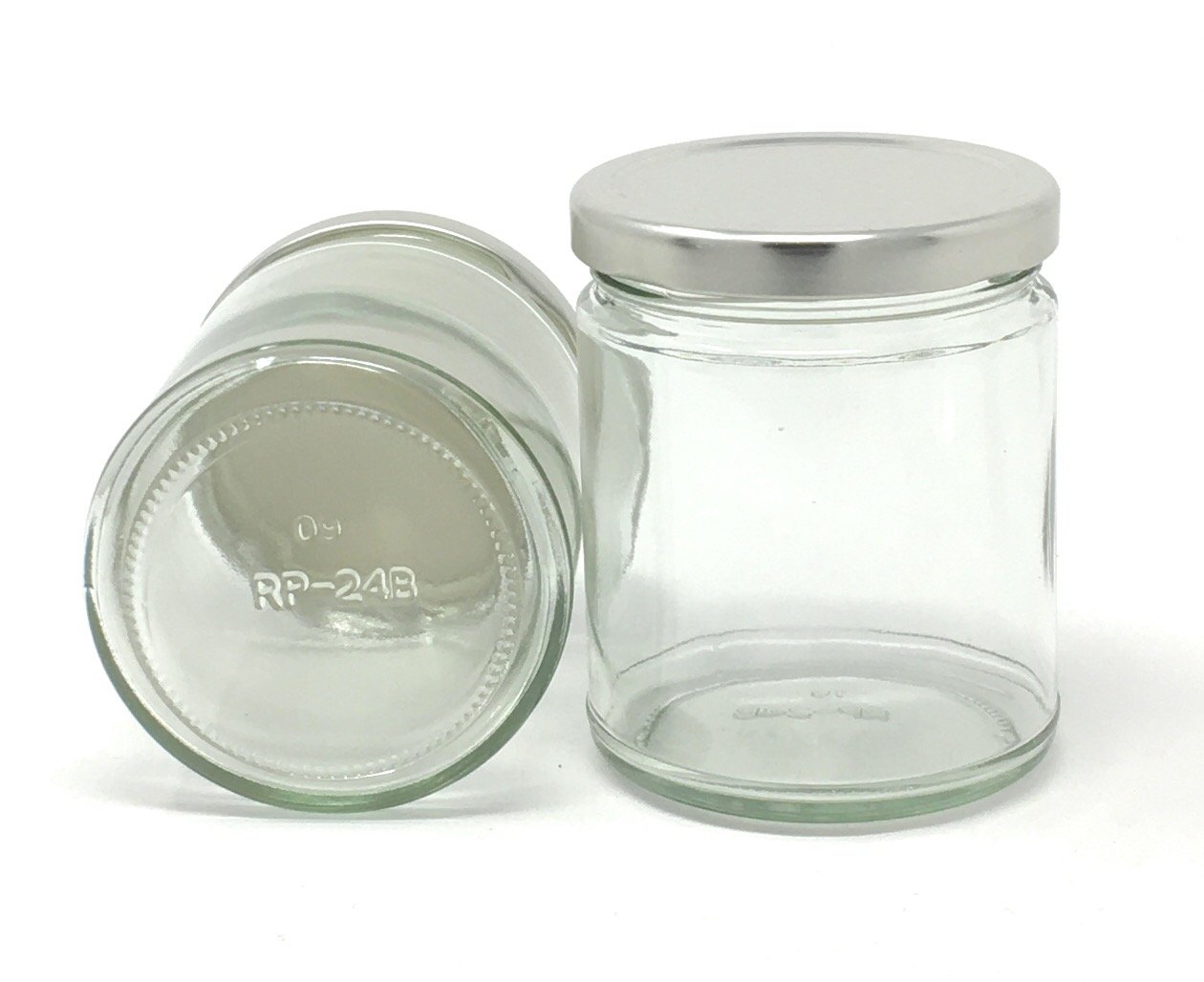 9 oz Straight Sided Glass Jar with Metal Silver Lid 12-Pack by Richards Packaging
