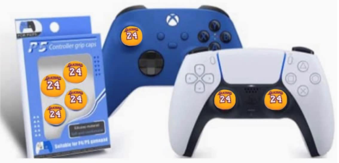 4pcs Controller Basketball 2K22 Silicone Joystick Cover Non-Slip Improve Gaming Thumb Grip (Kobe) for PS5/ PS4/ Xbox One/Xbox360