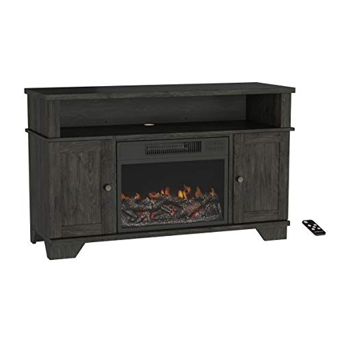 45-Inch Long Electric Fireplace TV Stand Entertainment Center Console with Remote, LED Flames, Adjustable Heat by Northwest (Black)