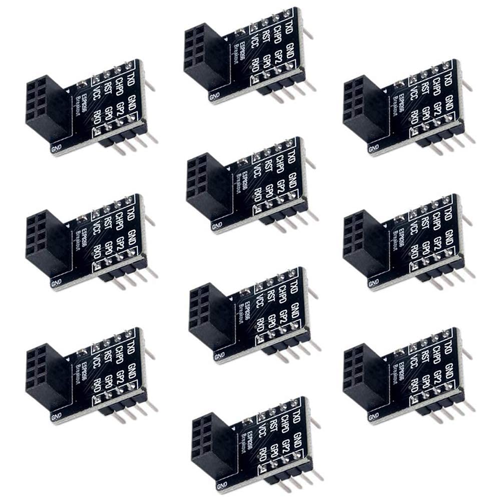 Stemedu ESP8266 ESP-01 Adapter ESP01 Breakout Board for ESP01S Wireless Serial WiFi Transceiver Network Module, Combo 10.