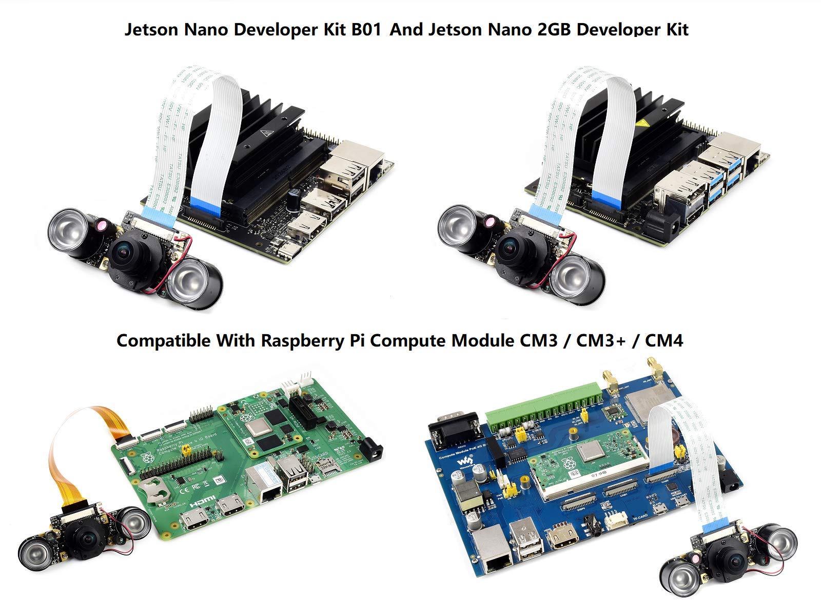 waveshare Compatible with NVIDIA Jetson Nano Camera IMX219-160 8MP IR-Cut Infrared Night Vision Camera Module for Jetson Nano and Raspberry Pi Compute Module,162° FOV with IMX219 Sensor