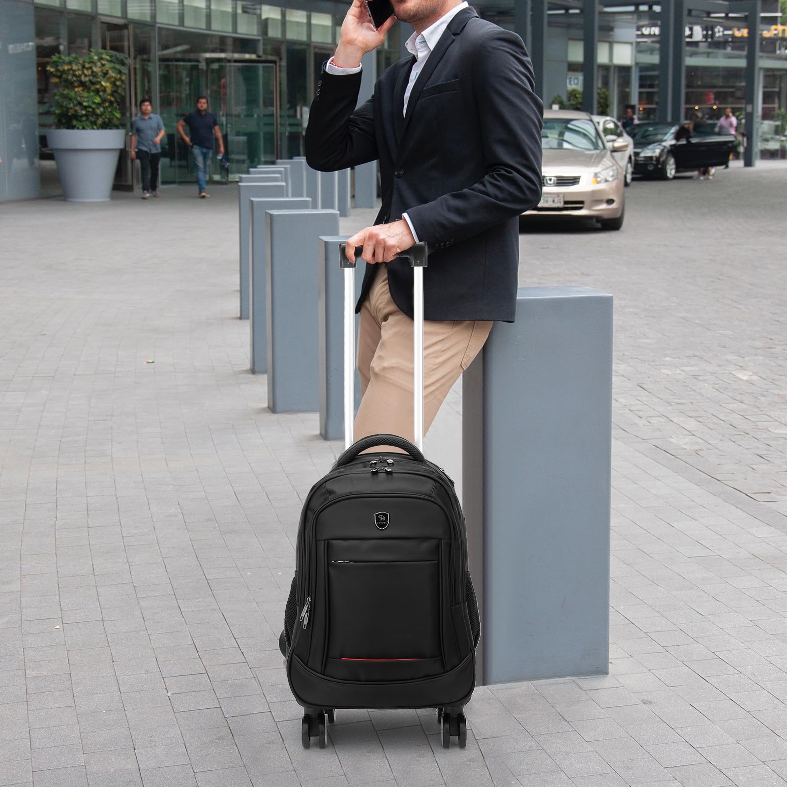360 °rotating Water Resistant Rolling Backpack with Wheels, Travel Fit 15.6 Inch Laptop Backpack Airline Approved With Usb Charging Port,Carry on Luggage Backpack with 4 Wheels