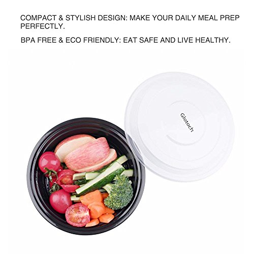 Glotoch Meal Prep Container, 50 Pack 24 OZ To Go Containers,Round Plastic Food Storage Containers Set with Lids - Microwave, Freezer & Dishwasher Safe,Eco-Friendly, BPA-Free, Durable & Stackable