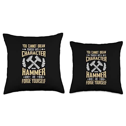 Forging Designs for Blacksmiths You Cannot Dream Yourself Into Backyard Blacksmith Forging Throw Pillow, 18x18, Multicolor