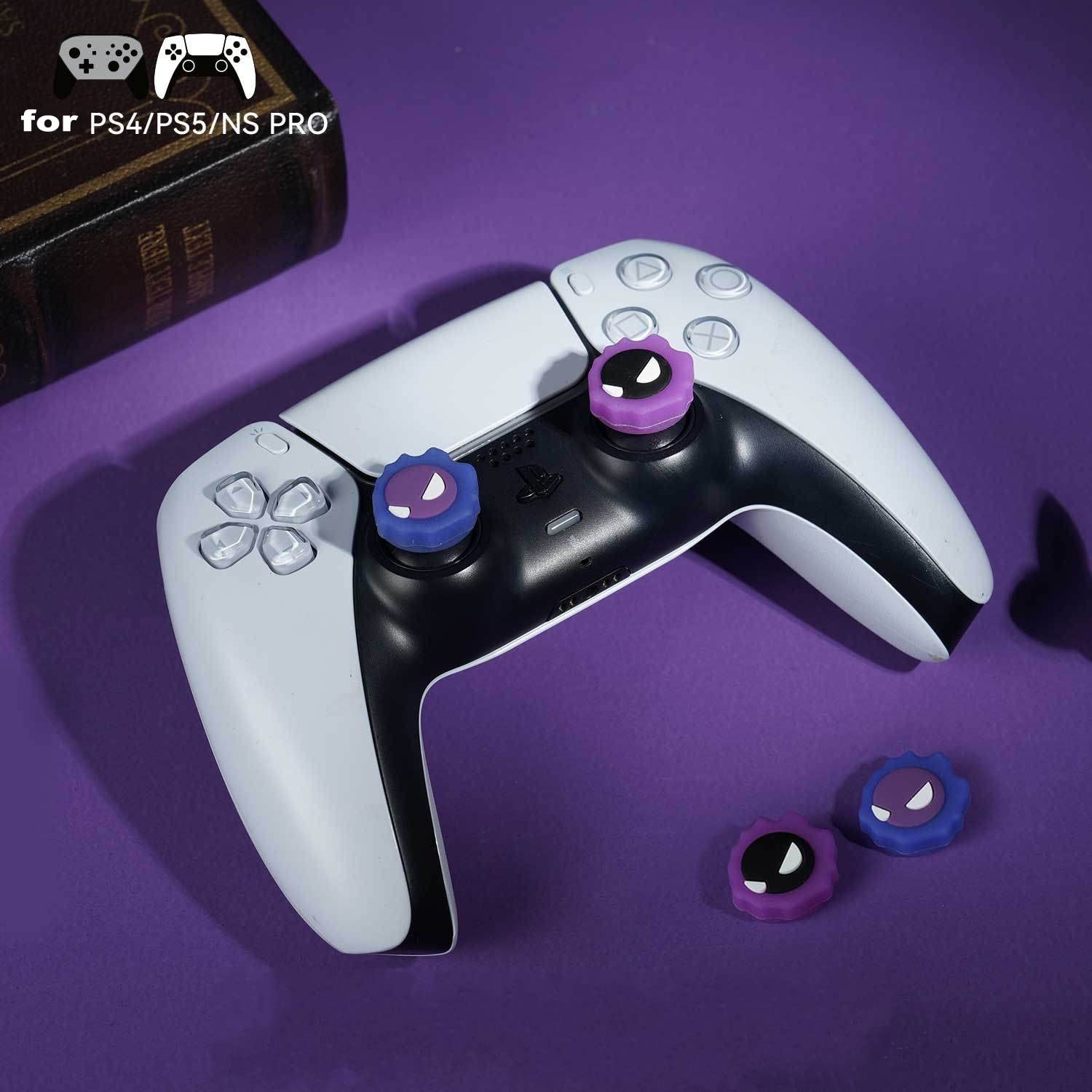 4PCS FunMax 3D Cute Silicone Joycon Thumb Grip Caps, Joystick Cover for Nintendo Switch/OLED/Switch Lite (Night Ghost)