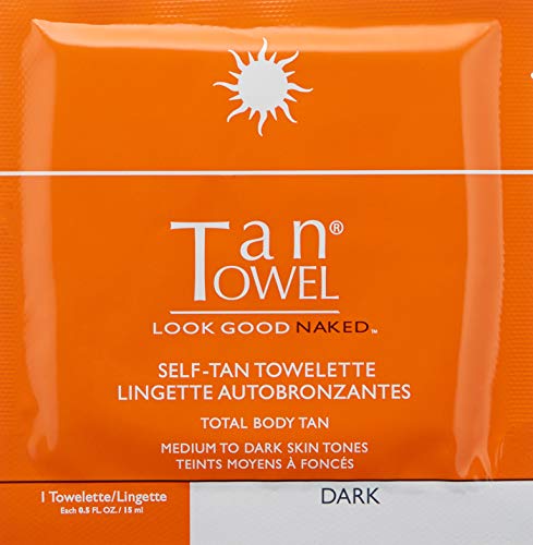 TanTowel Full Body Tan Towelettes - 5 Pack, Dark, 0.5 Fl Oz (Pack of 5)